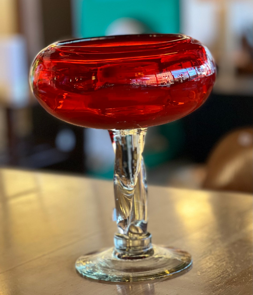 Red Glass Compote Dish - Etsy