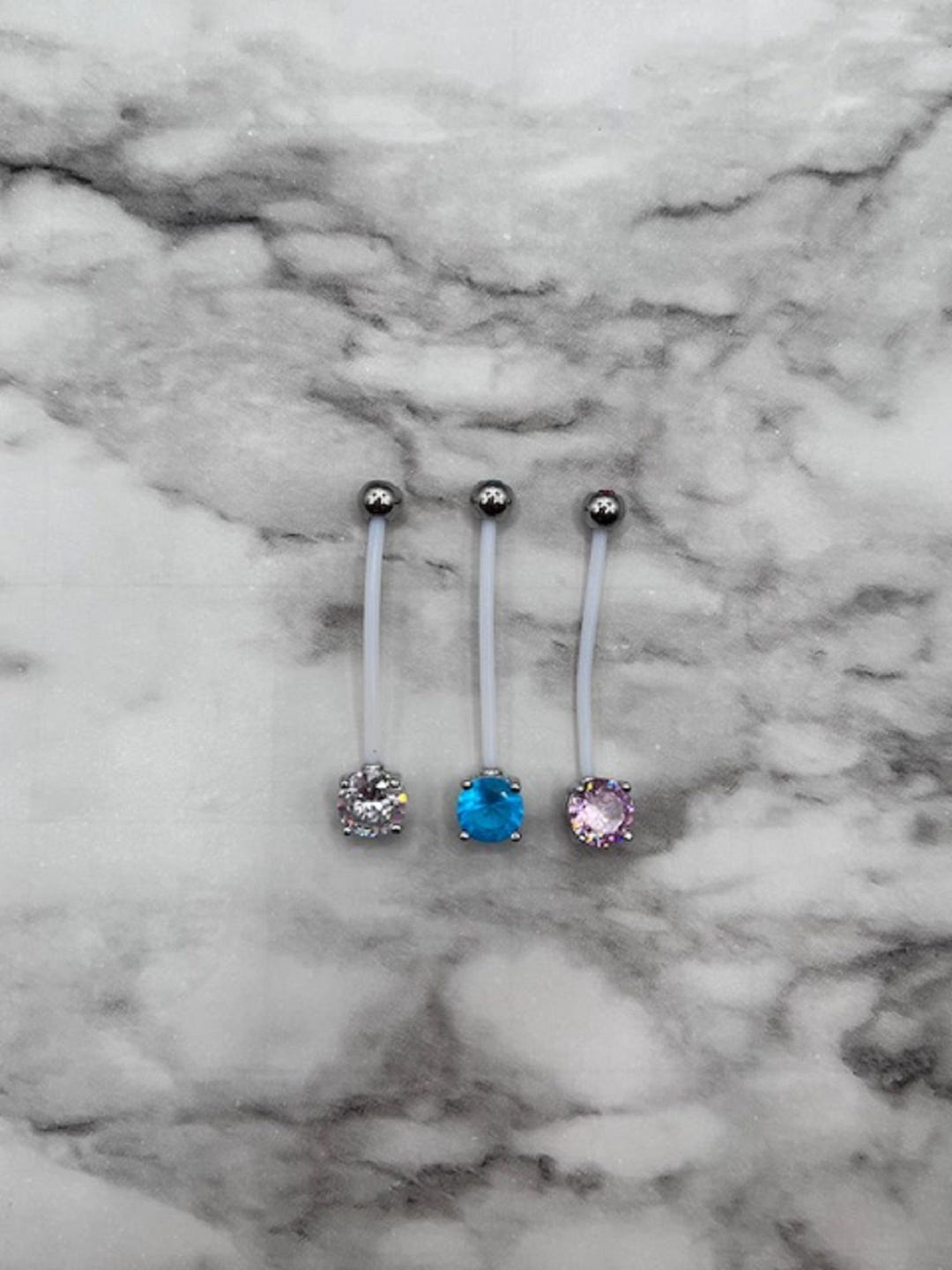 CZ Round Gem Pregnancy Bioflex 316L Surgical Steel 14G Balls Belly ...