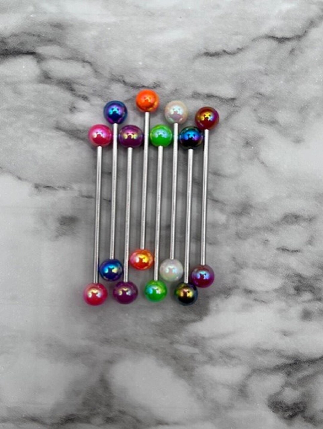 Metallic Coated Acrylic Ball Industrial Barbell 14G Surgical Steel Body ...