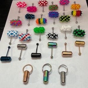 Vibrating Tongue Barbell Rings With 2 Batteries 316L Surgical Steel 14G ...