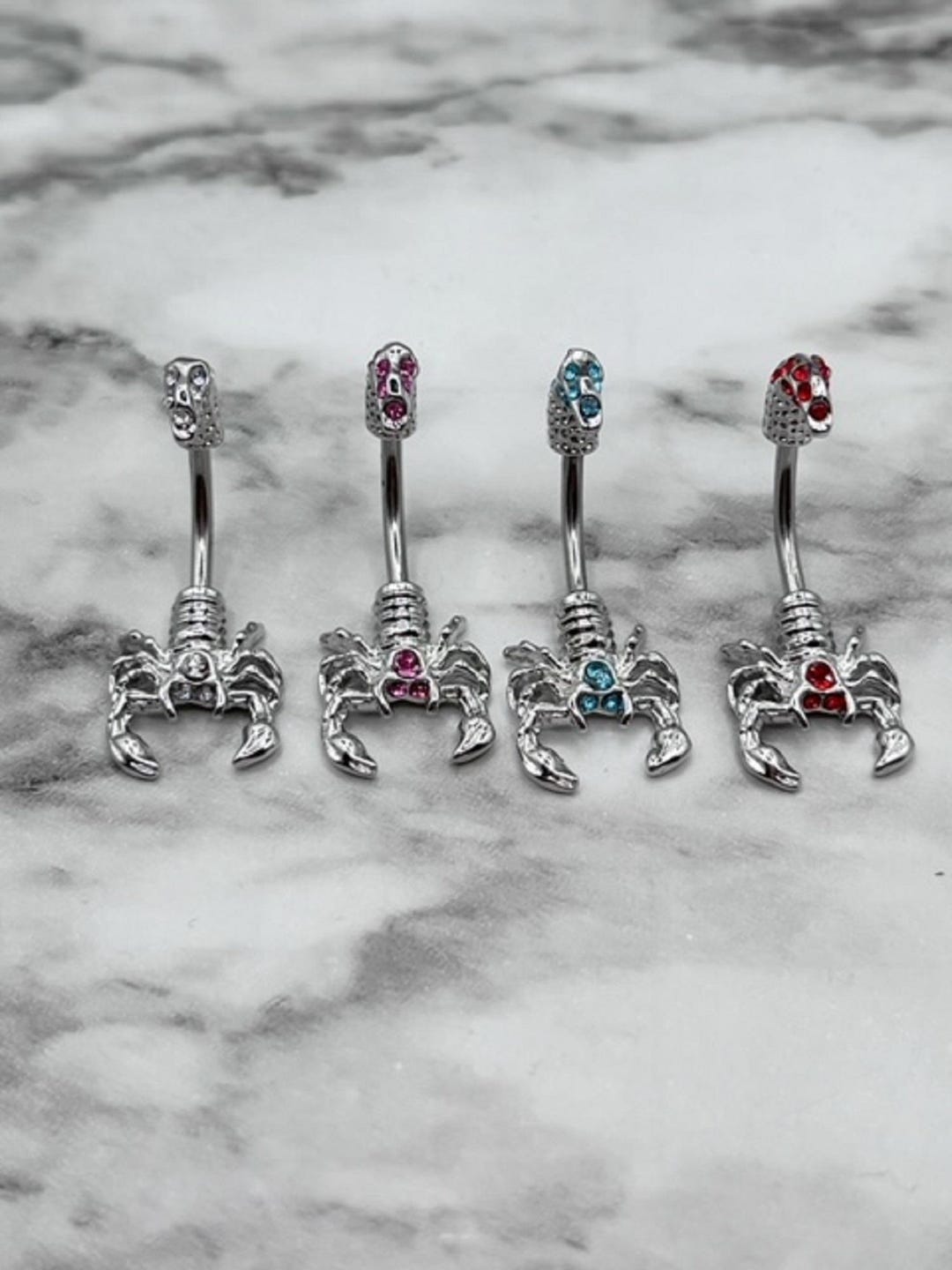 Scorpion With Multi Gemmed Head and Tail 316L Surgical Steel 14G 3/8 ...