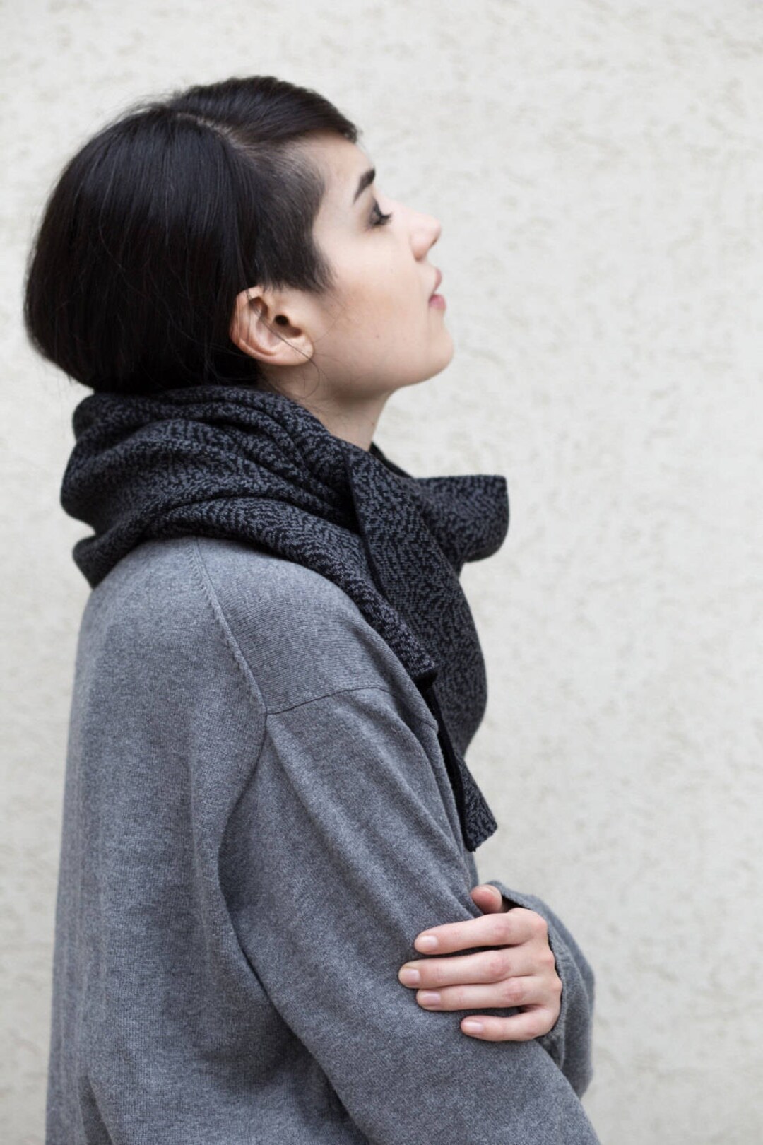Grey Scarf, Black Scarf, Dark Grey Scarf, Knit Scarf, Scarves for Women ...