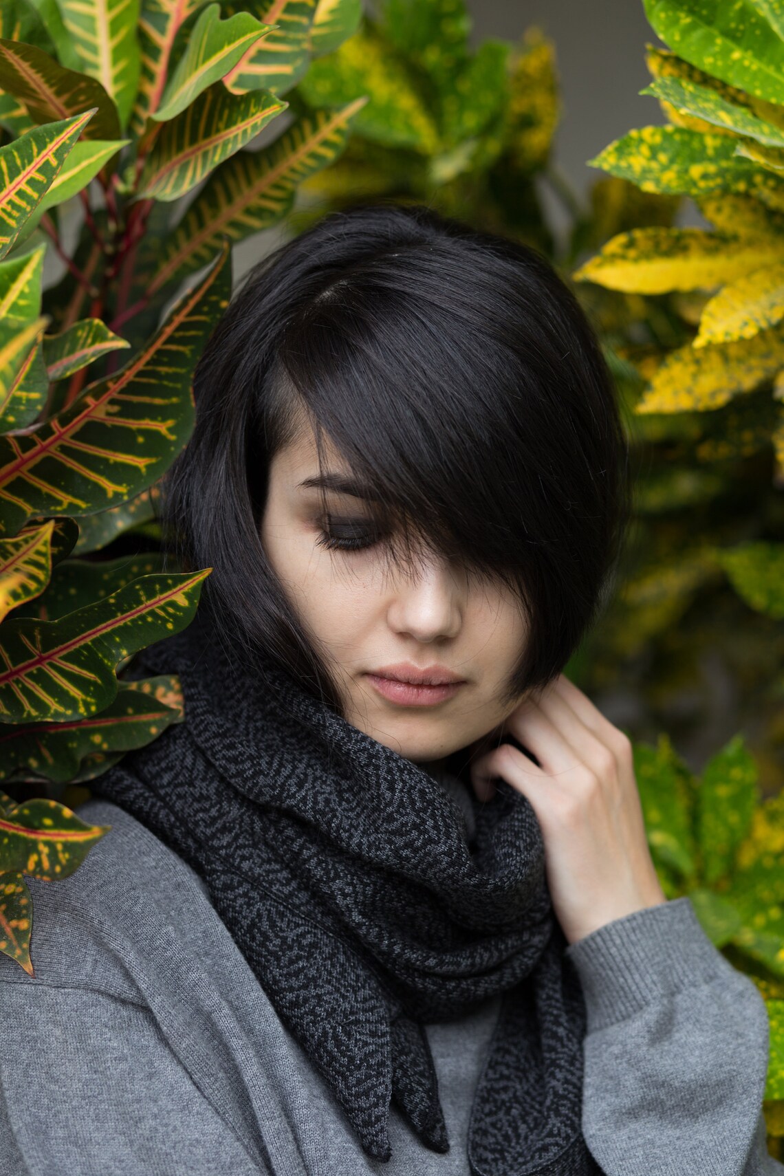 Grey Scarf, Black Scarf, Dark Grey Scarf, Knit Scarf, Scarves for Women ...
