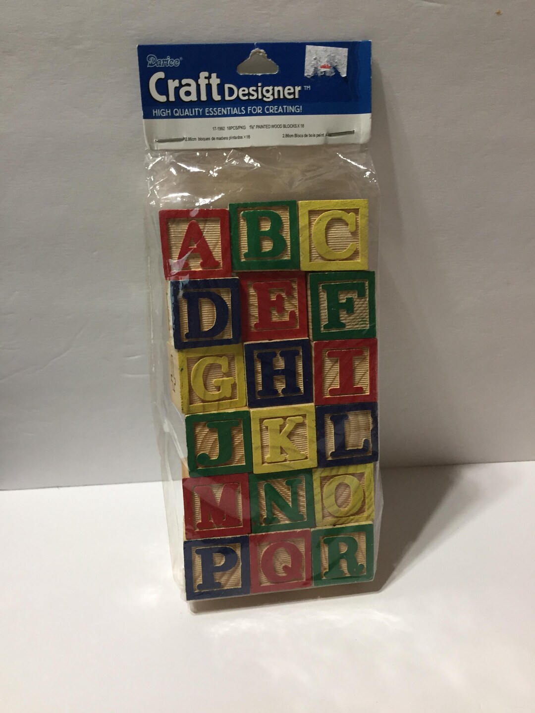 Darice 1 1/4" Painted ABC Wood Blocks W Drilled Holes for Crafts 18 ...