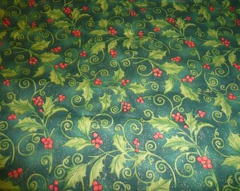 Holly Scroll Fabric - Etsy