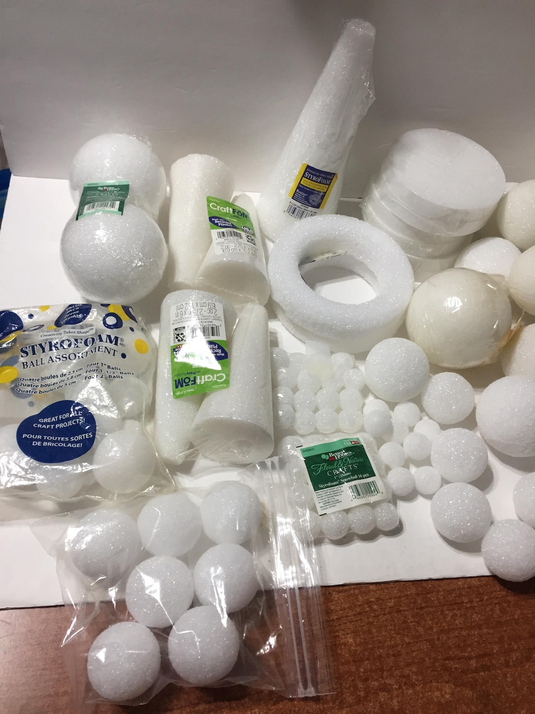 White Floral Foam Discs, Balls, Cones, Rings Styrofoam Crafting Shapes ...
