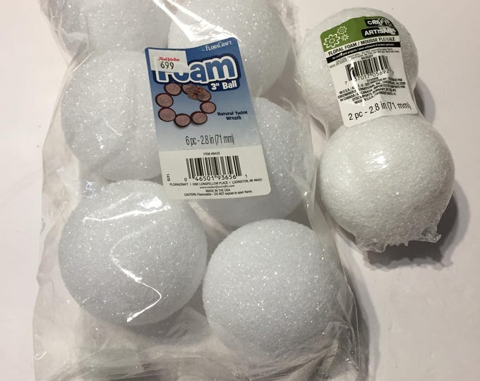 Floracraft 3" White Styrofoam Balls 8 Count, Make It Fun 2.5" 6 Count ...