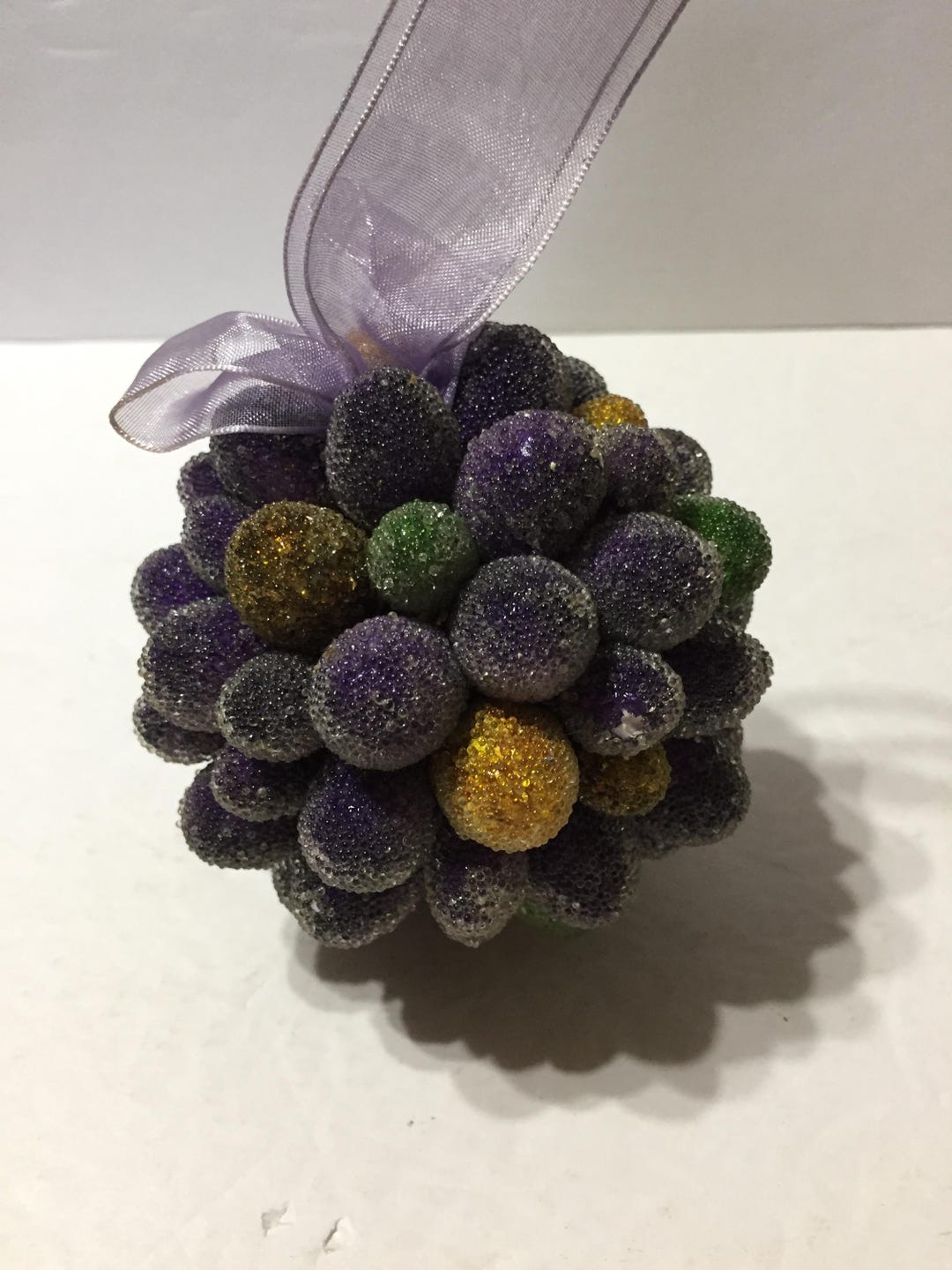 Kissing Ball Ornaments Beaded Red Berries & Sugared Purple, Green and ...