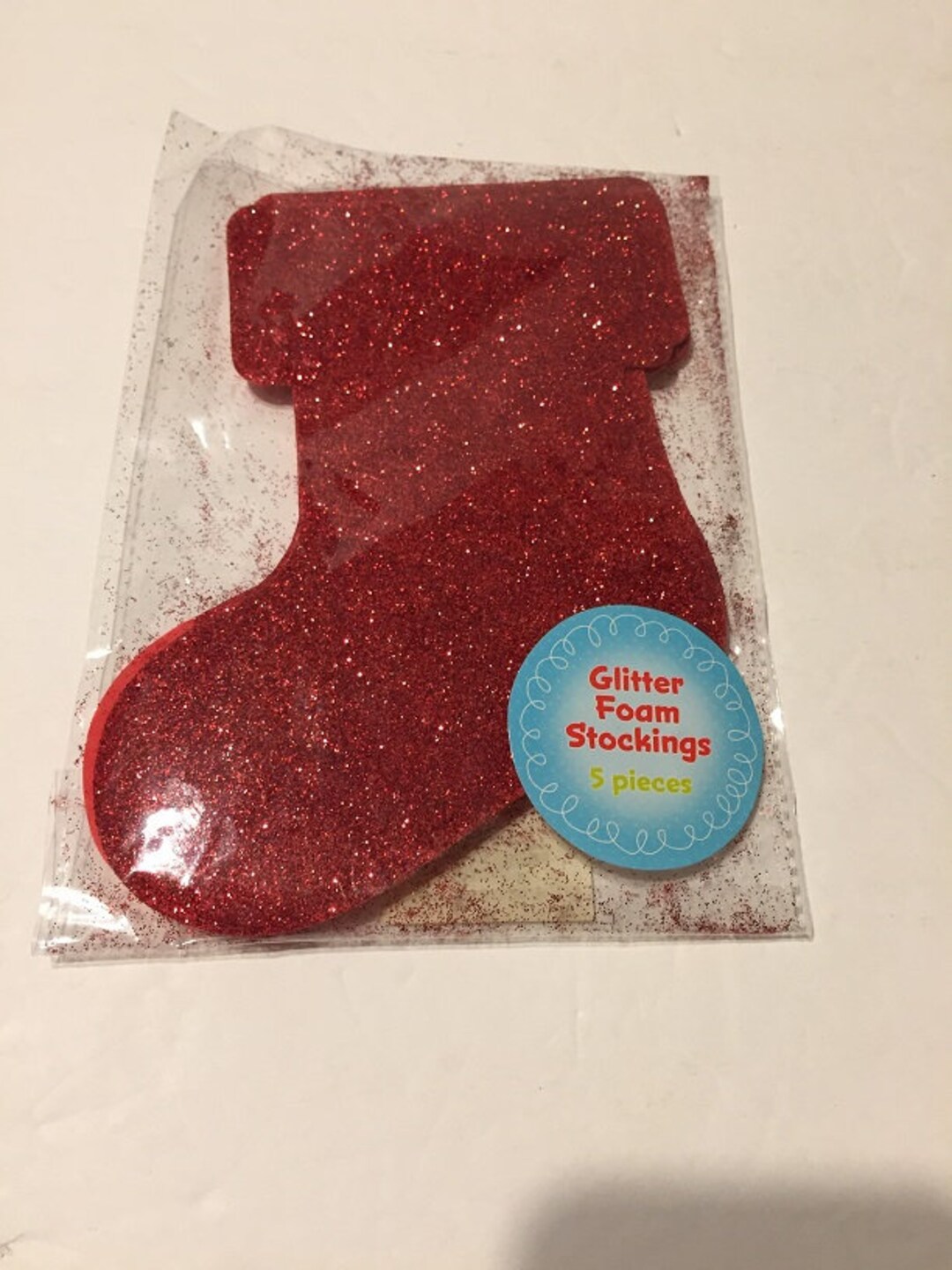5 Pack Red Glitter Foam Stockings - Etsy
