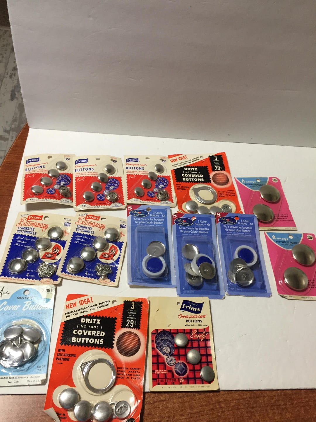 Vintage Prims, Ardee, Dritz , Penneys Button Covers Size 3/4, 7/8, 1 1/ ...