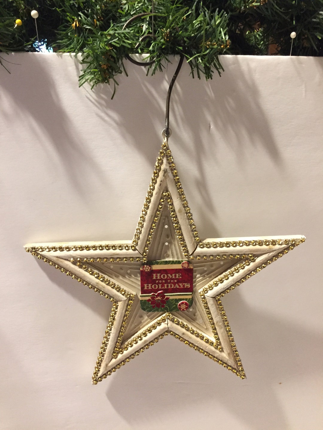 5 Point Wood/metal Christmas Decorated Star Ornament Home for the ...