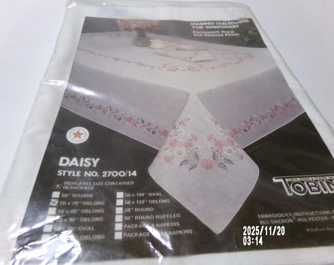 Tobin Stamped Embroidery Table Cloth Progress Daisy Oblong 50 X 70 ...