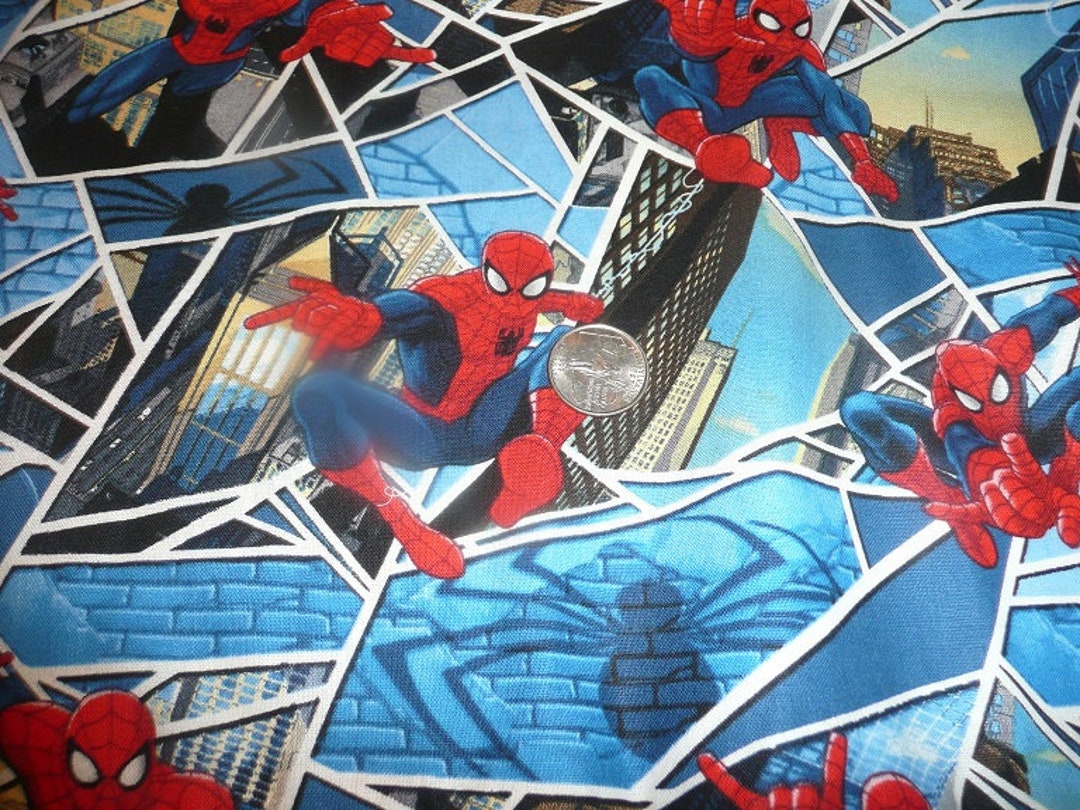 Marvel Spider Man Panes Fabric 34 X 44 Inches - Etsy