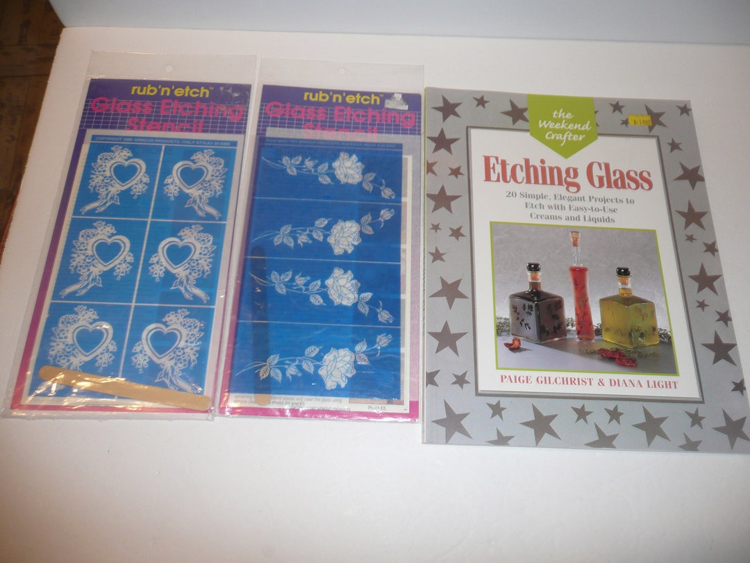 The Weekend Crafter Etching Glass , Rub 'N ' Etch Stencils Hearts N ...