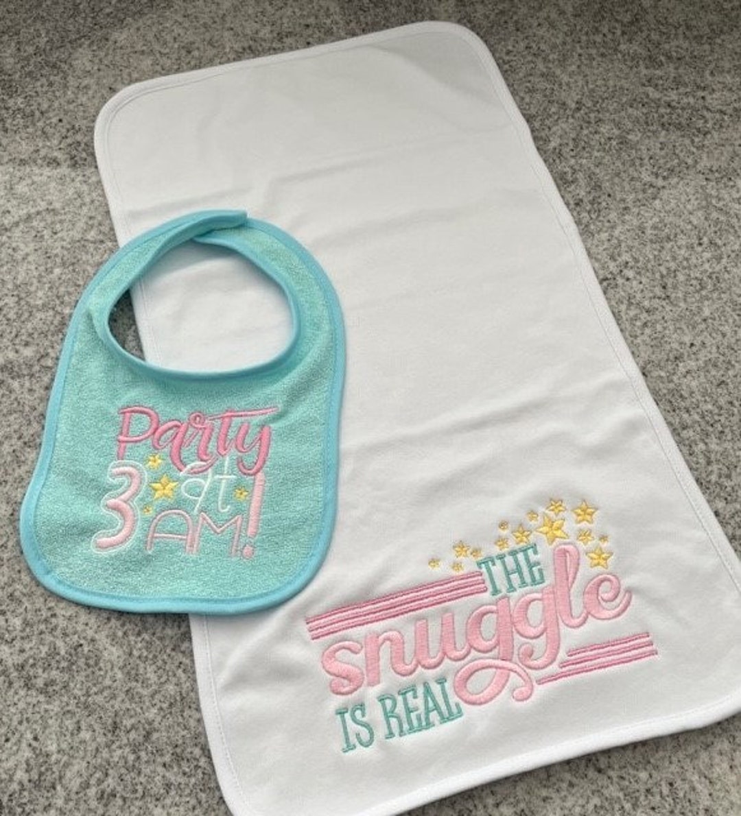Monogram Burp and Bib Cloth Set, Personalized Burp Cloth, Monogram Bib ...