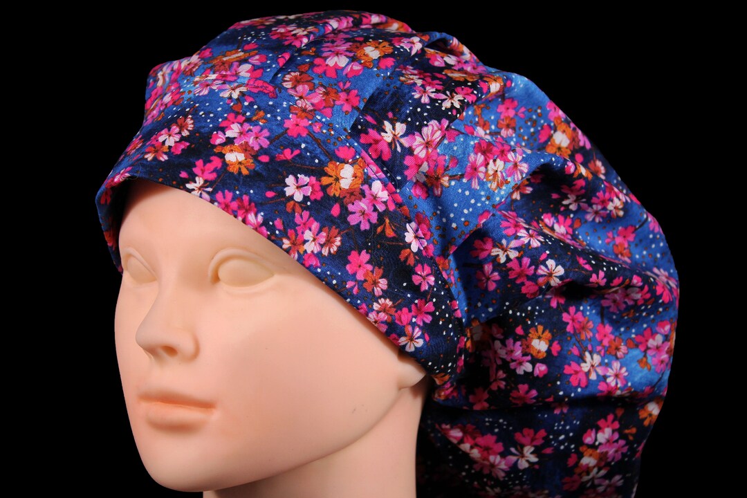 Japanese Sakura Flowers Large Bouffant, Scrub Hat for Women, Japanese ...