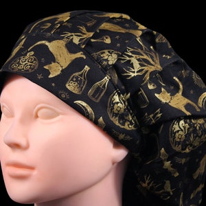Metallic Gold Halloween Gothic Large Bouffant, Scrub Hat for Women ...