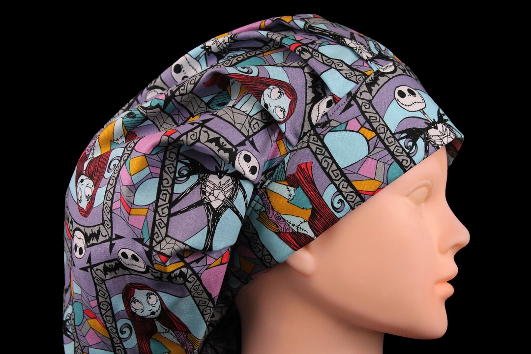 Gothic Nightmare Halloween Large Bouffant, Scrub Hat for Women ...