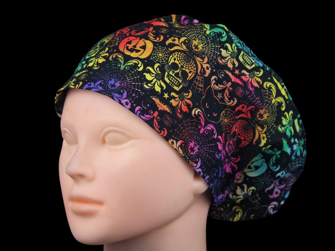 EURO Spooky Halloween Ombre Scrub Cap, Gothic Scrub Hat, Seasonal Scrub ...