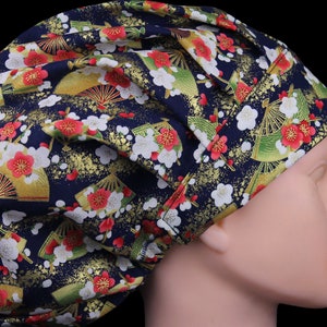 Metallic Gold Oriental Fans Large Bouffant, Scrub Hat for Women ...