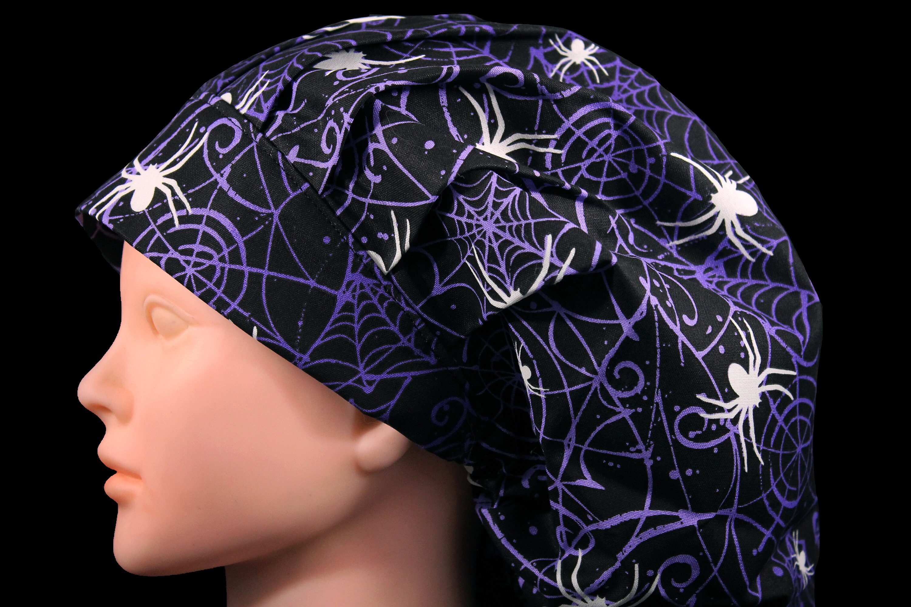 Purple Spider Web Large Bouffant Scrub Hat for Women Spooky - Etsy