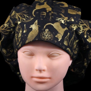 Metallic Gold Halloween Gothic Large Bouffant, Scrub Hat for Women ...