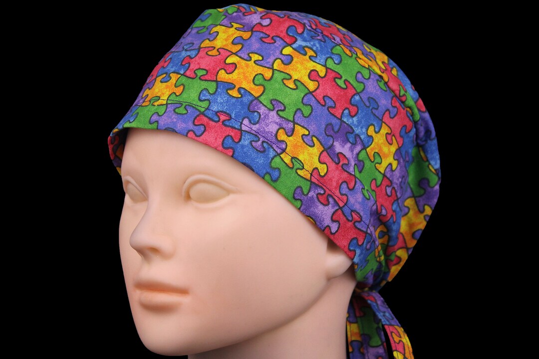 Autism Awareness Puzzle Surgical Scrub Hat, Scrub Hat for Men, Scrub ...