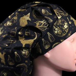 Metallic Gold Halloween Gothic Large Bouffant, Scrub Hat for Women ...
