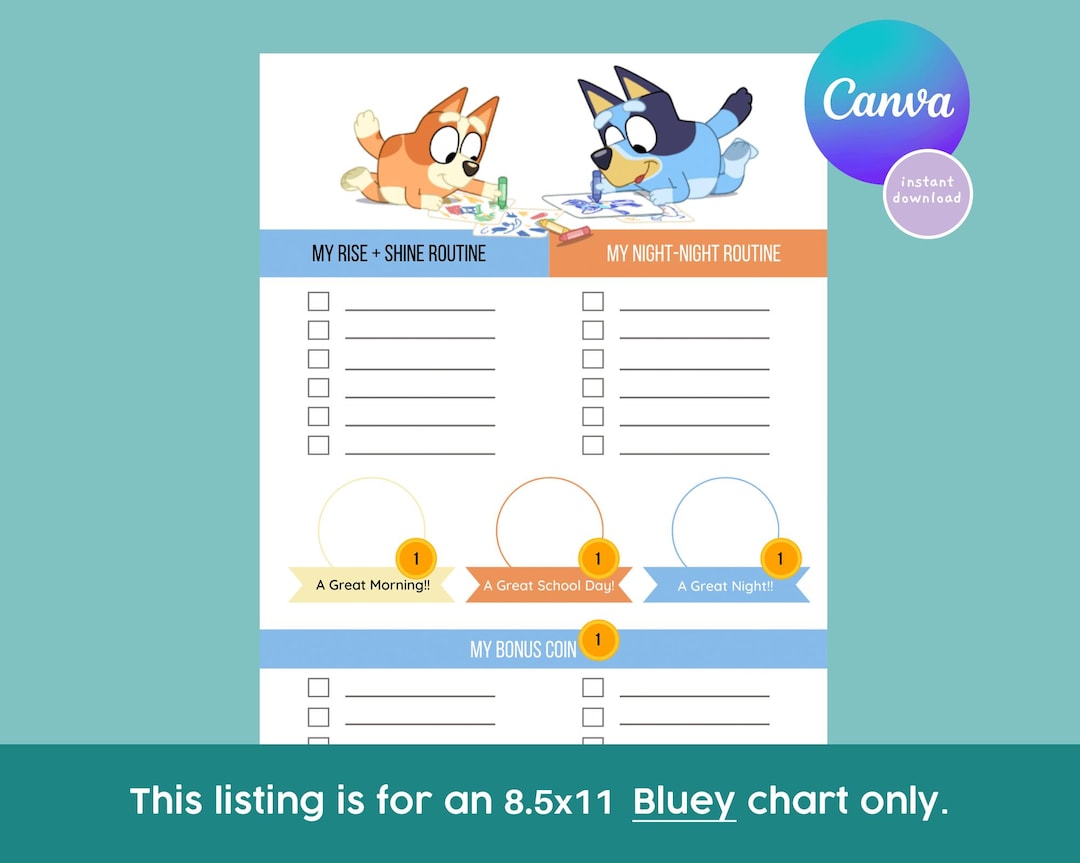 Bluey - Kids Chore and Behavior Chart - Etsy UK