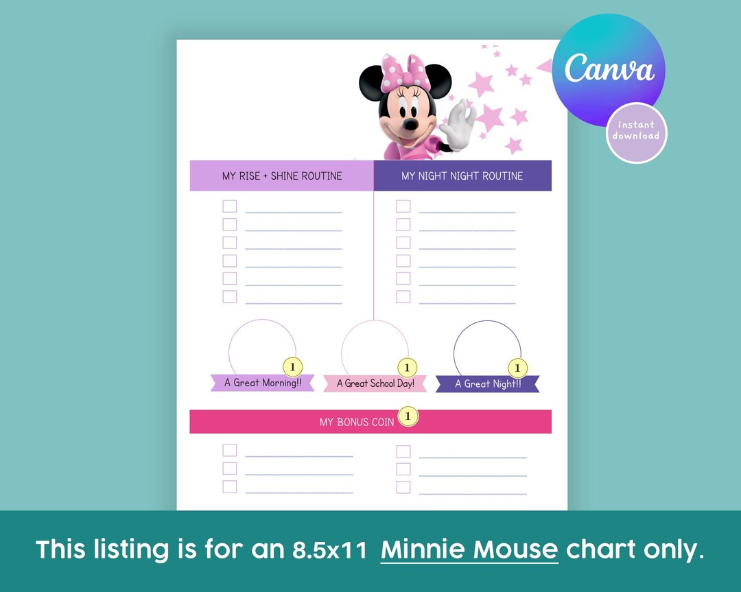 Minnie Mouse - Kids Chore and Behavior Chart - Etsy
