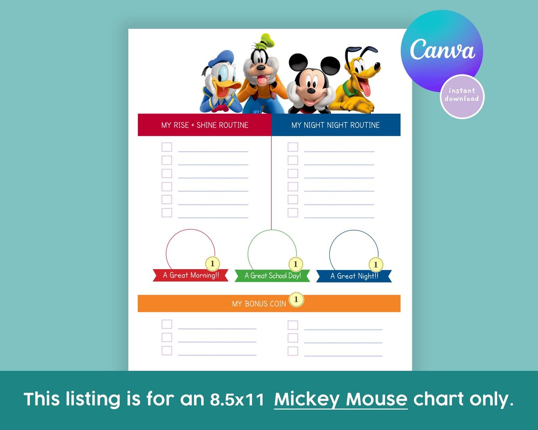 Mickey Mouse Clubhouse - Kids Chore and Behavior Chart - Etsy