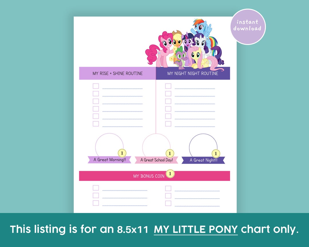 My Little Pony Kids Chore and Behavior Chart - Etsy