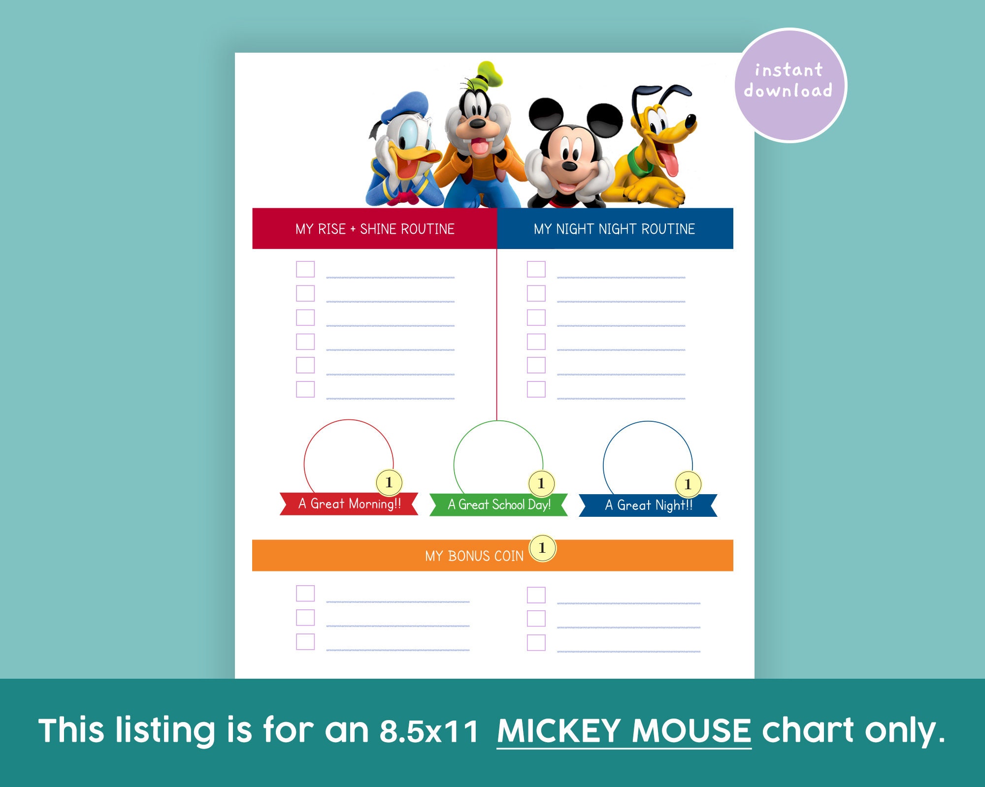 Mickey Mouse Clubhouse Kids Chore and Behavior Chart - Etsy