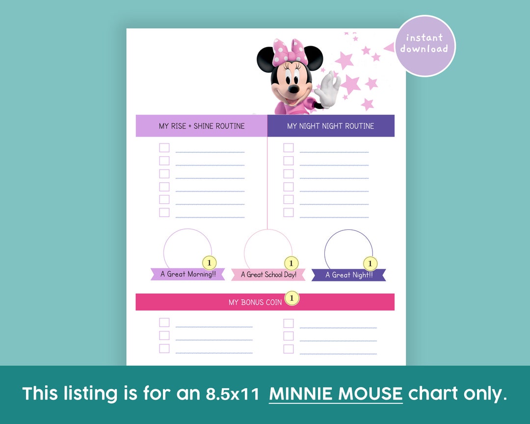 Minnie Mouse Kids Chore and Behavior Chart - Etsy
