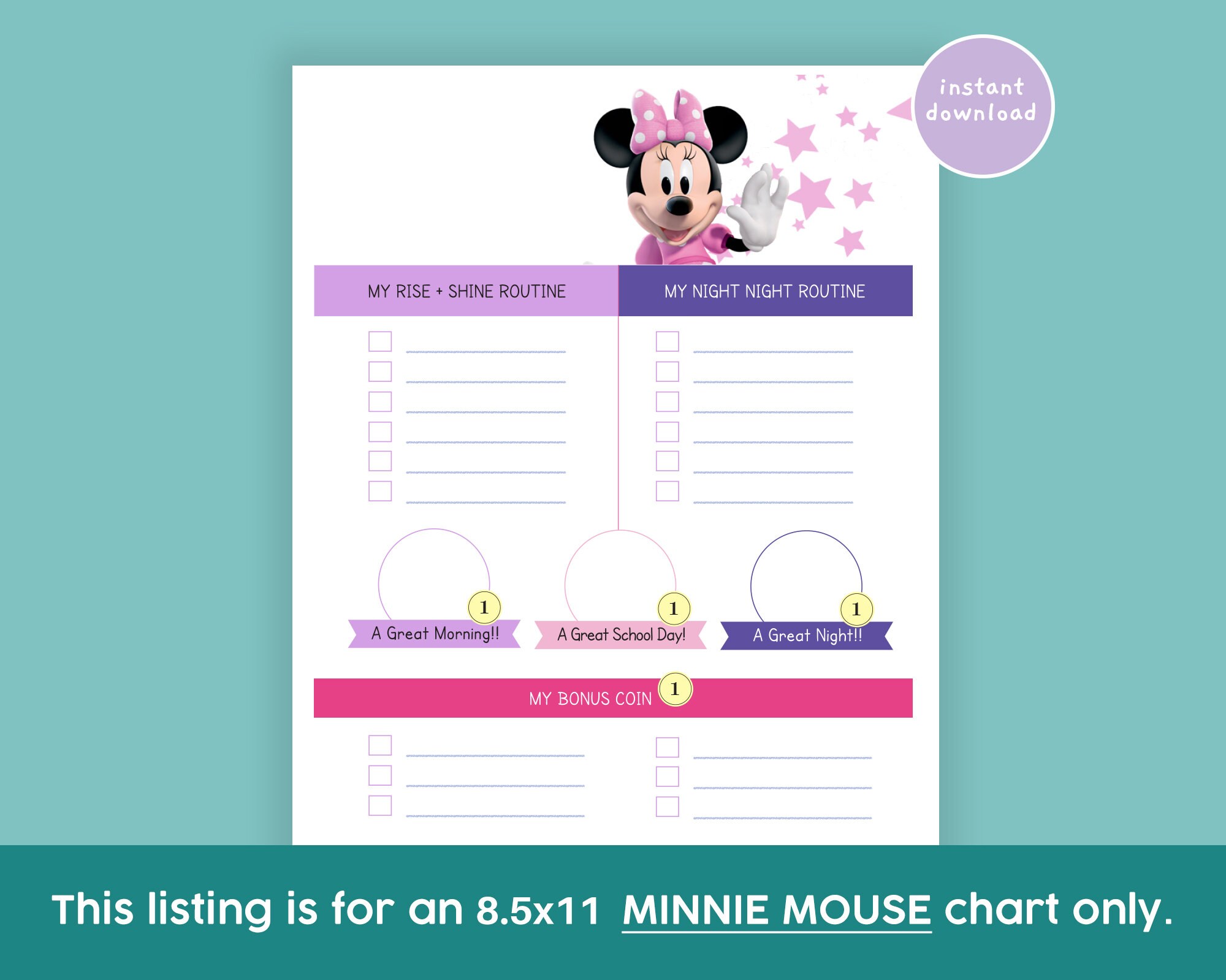 Minnie Mouse Kids Chore and Behavior Chart - Etsy