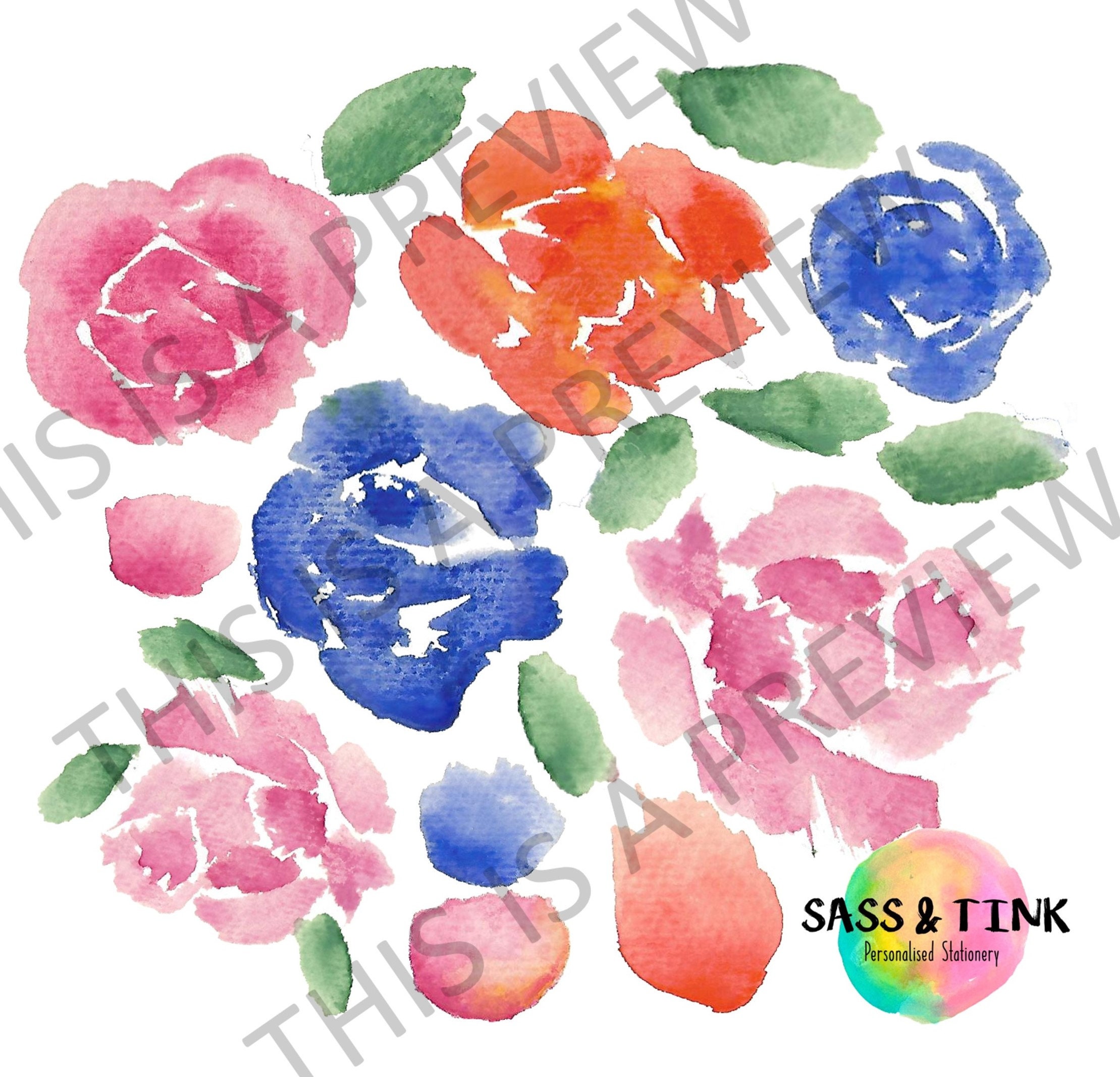 Watercolour Clipart - Roses Hand Painted Home Made Art - Etsy