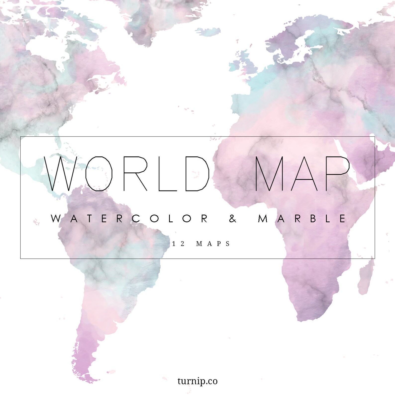 Watercolor World Map Clipart Download Marble World Map Clip | Etsy