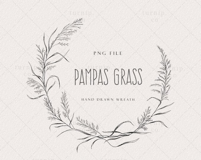 Pampas Grass Wreath PNG Clipart Sublimation Graphic Design / Botanical ...