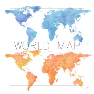 World Map Clipart Watercolor Map Clipart Watercolor World - Etsy