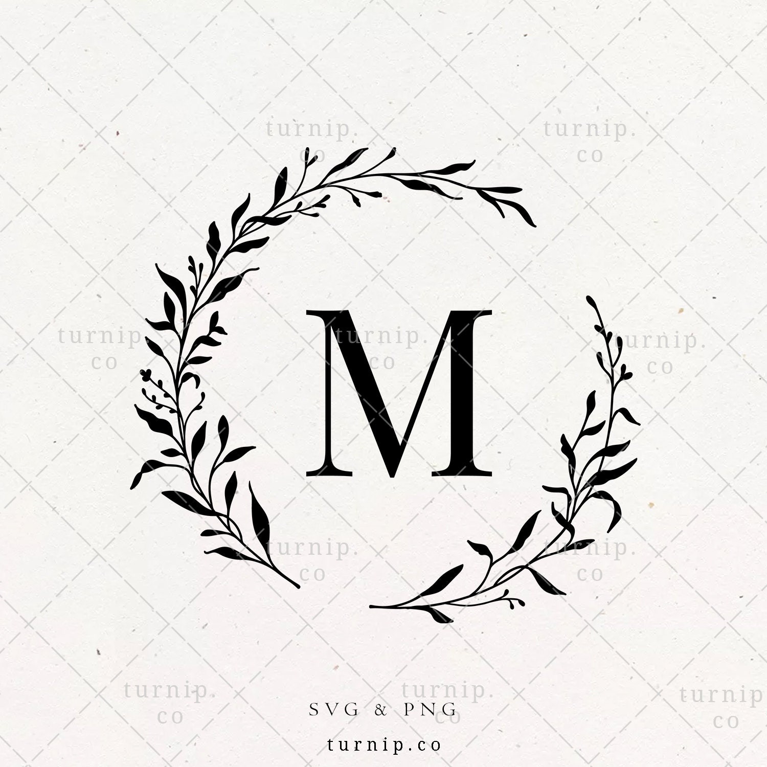 Letter M Monogram Wreath SVG & PNG Clipart Sublimation Graphic - Etsy ...