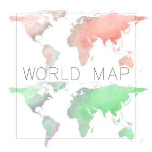 World Map Clipart Watercolor Map Clipart Watercolor World - Etsy