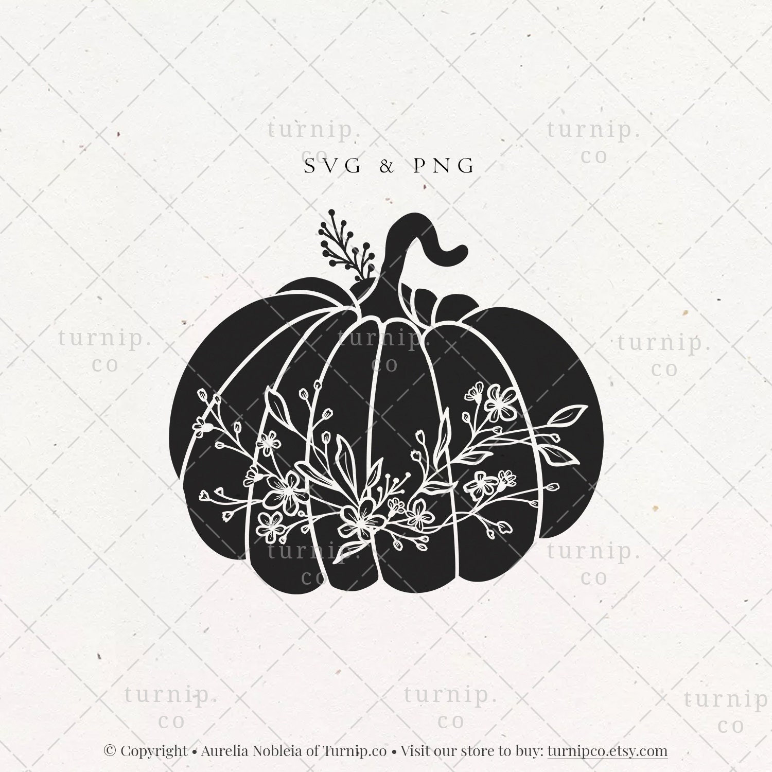 Floral Pumpkin SVG PNG Clipart Fall Sublimation Graphic - Etsy