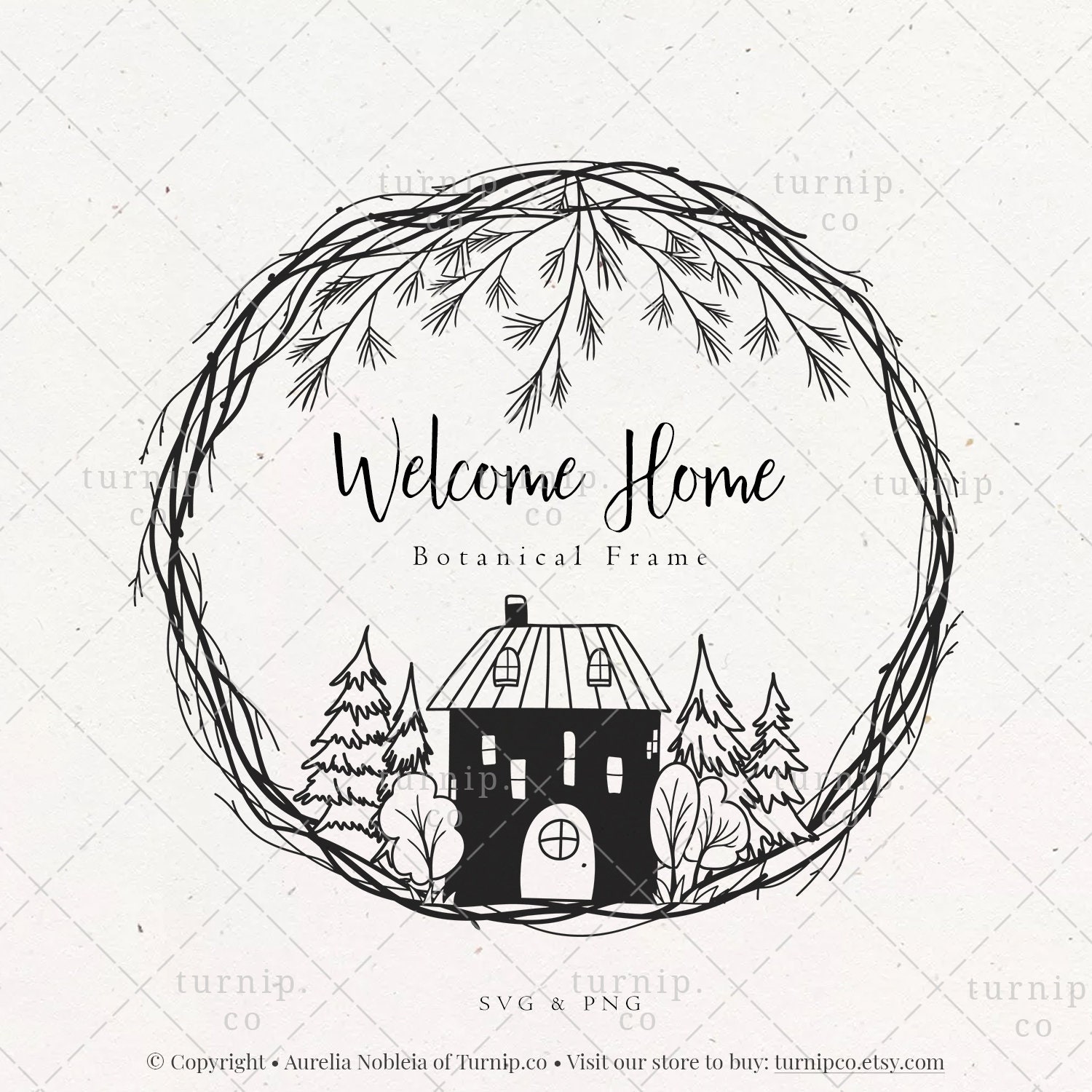 Welcome Home SVG PNG Clipart Wreath Botanical Border Frame - Etsy