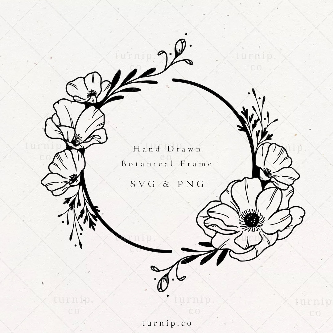 Poppy Flower Frame SVG & PNG Clipart Sublimation Graphic - Etsy Finland