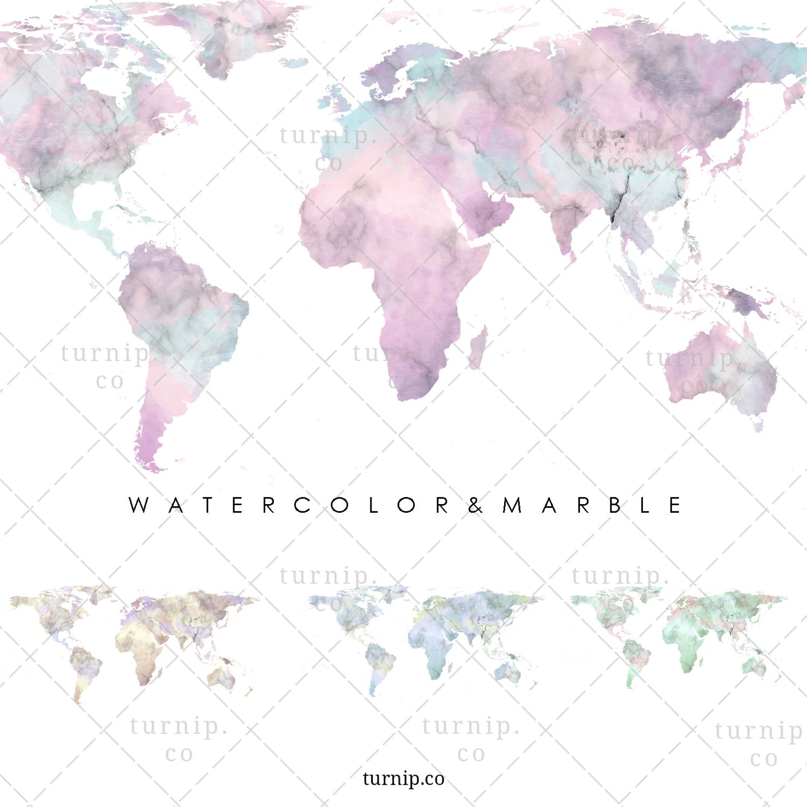 Watercolor World Map Clipart Download Marble World Map Clip | Etsy