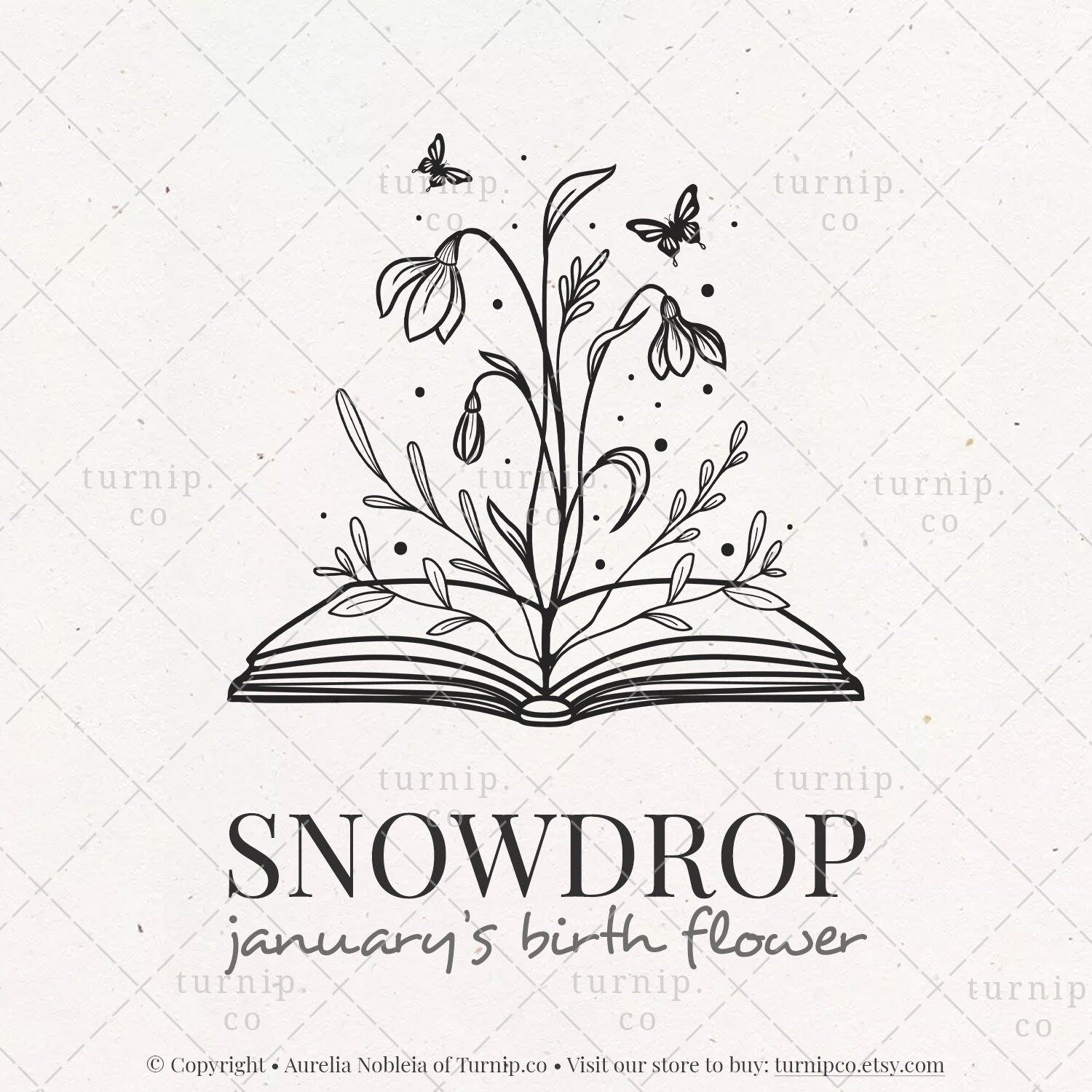 January Birth Month Flower SVG PNG Snowdrop Flower & Book - Etsy