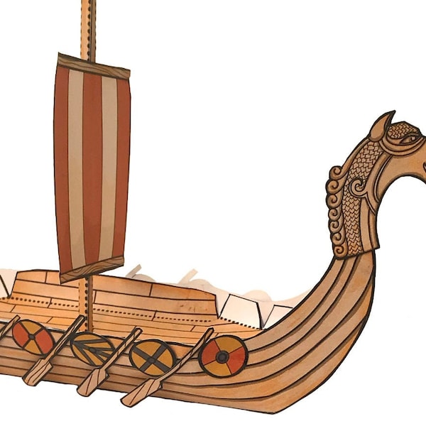 Viking Ship Paper Craft - Etsy