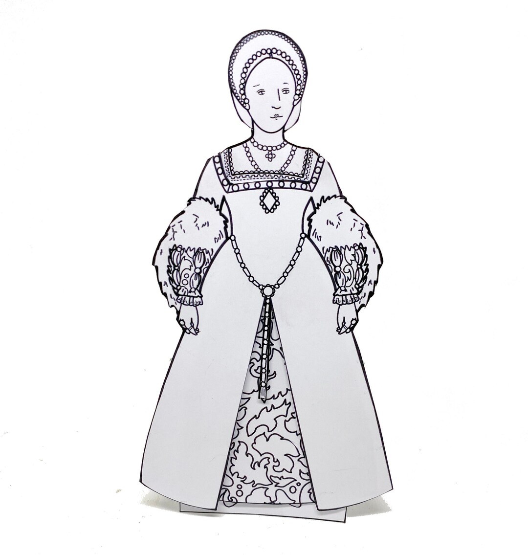 Download Tudor Lady Dress up Paper Doll to Colour - Etsy UK