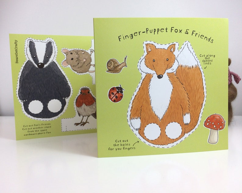 Woodland Animals Finger Puppets Greetings Cards - Etsy UK