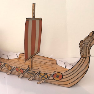 Download Viking Long Ship Paper Model to Colour - Etsy